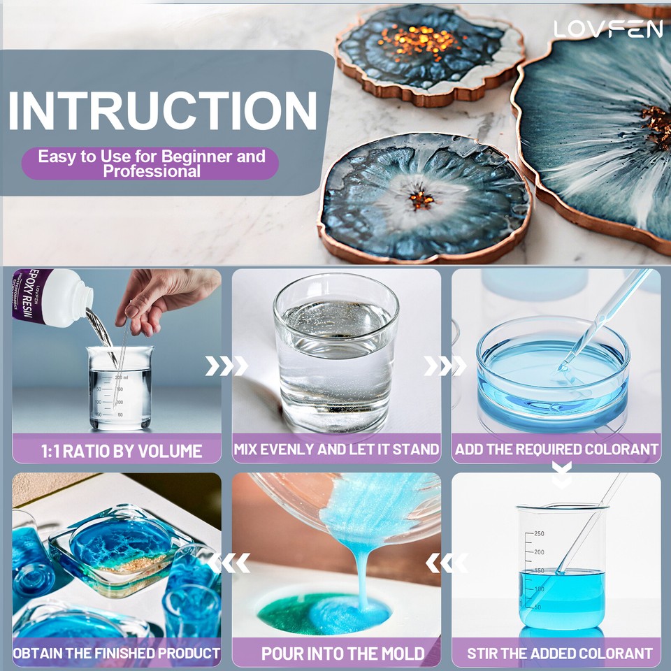 Epoxy Resin 500ML Kit - Crystal Clear, UV Resistant, Food Safe,Arts ...