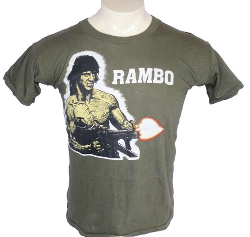 VTG 1985 Rambo 2 Sylvester Stallone American Movie PROMO Green T-Shirt ...