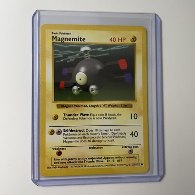 Pokémon Card Base Set Magnemite 53/102 WOTC Vintage SHADOWLESS MP-HP | eBay