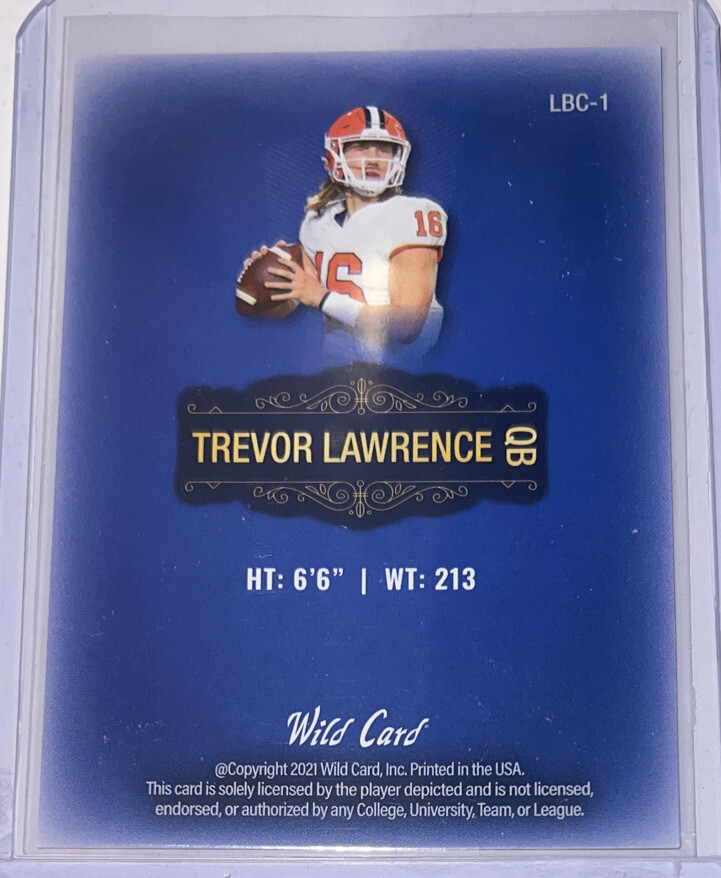 Trevor Lawrence 2021 Wild Card Matte Premier Blue Rookie Card #LBC-1 ...