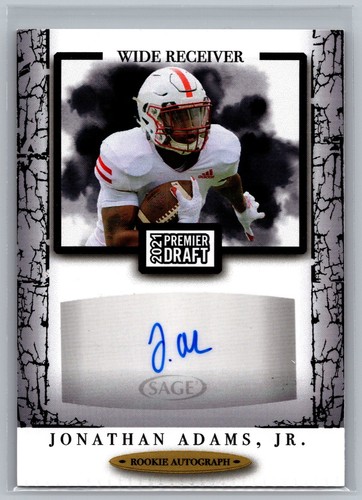 CRIMPED Jonathan Adams Jr 2021 SAGE Premier Draft Autographs BLACK A63 ...