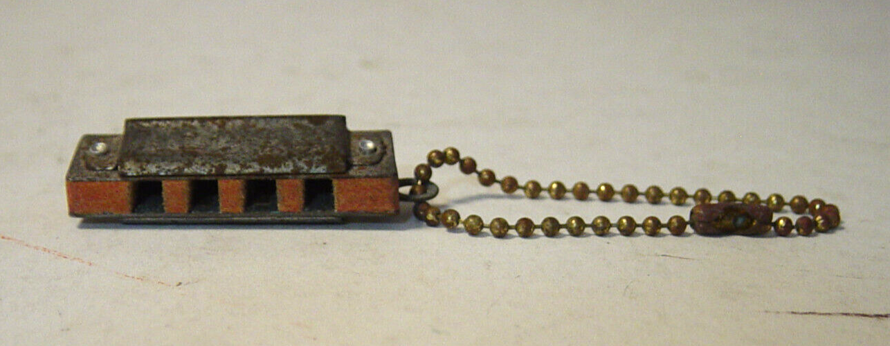 Vintage Music Harmonica Key Chain Ring Japan Wood Metal Bubble Gum ...