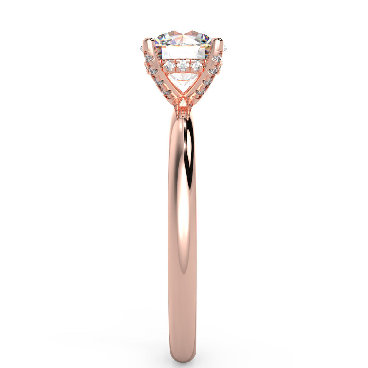 3/4 Carat H SI2 Shiny Diamond Engagement Ring Round Cut 18K Rose Gold ...