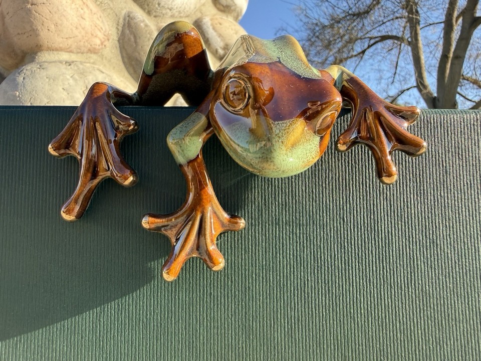 Vintage Golden Pond Collection Porcelain Frog Brown Yellow Green Glazed ...