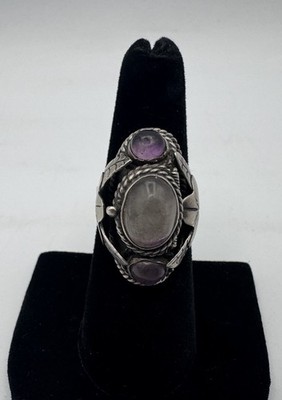 Vtg Taxco Sterling Silver Amethyst/quartz Poison Ring Snuff Box 925 Sz8 ...