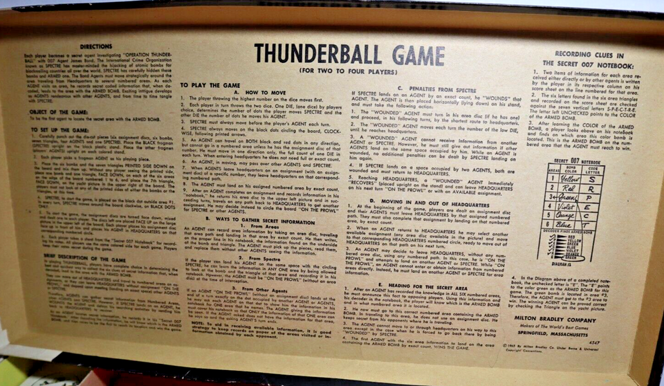 1965 MB Milton Bradley James Bond Thunderball Game Complete EXIB | eBay