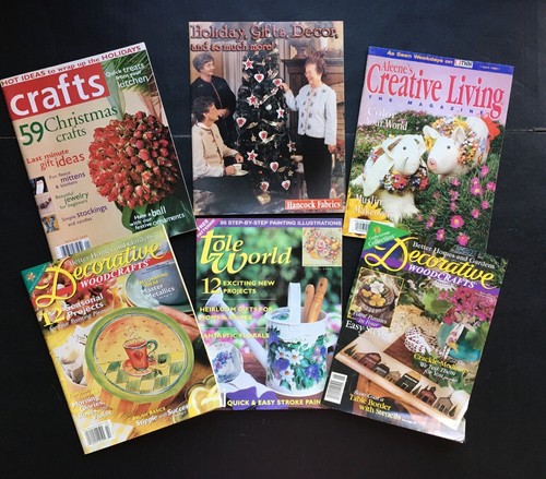 6 Vintage CRAFT MAGAZINES DECOR Holiday • Patterns • Woodcrafts ...