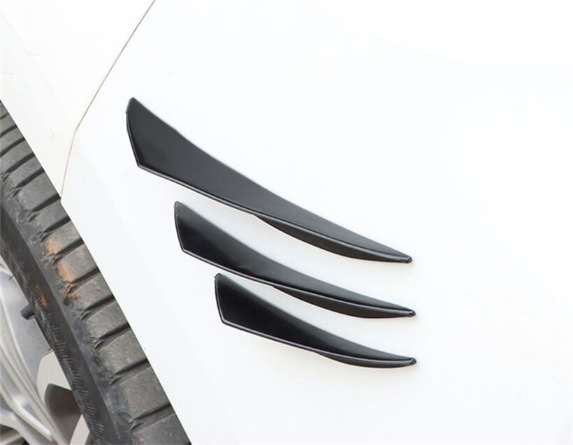 6PCS Car Accessories Auto Black Front Bumper Fins Spoiler Canards Refit ...