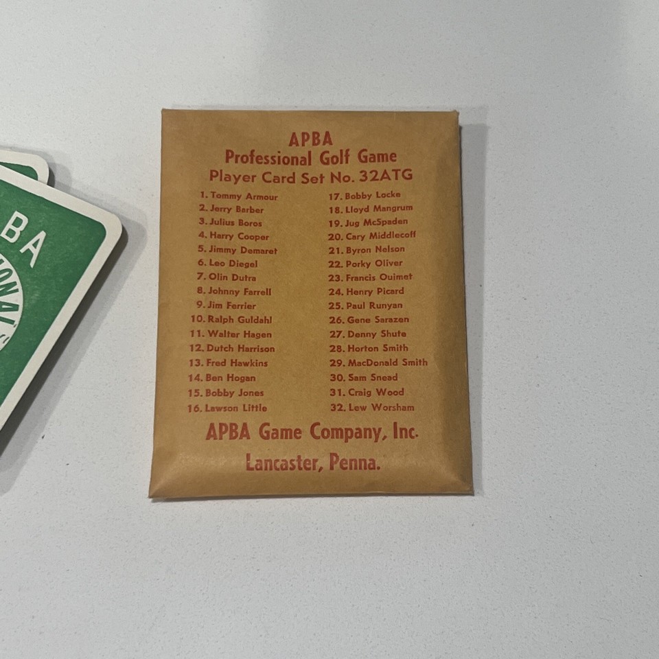 APBA Professional Golf Game Player Card Set No. 32ATG + 2002 Player ...