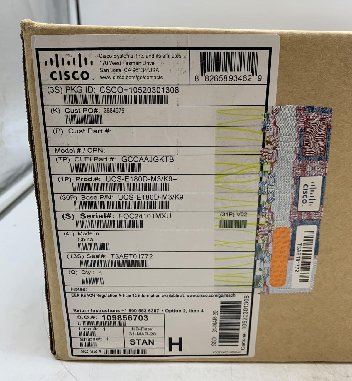 Cisco Blade Server Module UCS-E180D-M3/K9 Xeon D-1548 2.0GHz 32GB 1.2TB ...