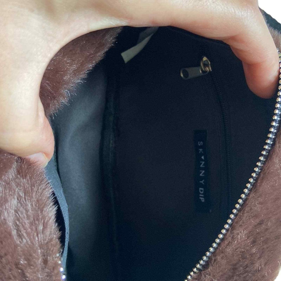 NWT MSRP 50$ Skinnydip London Camera Crossbody Fluff Faux Fur Bag Brown ...