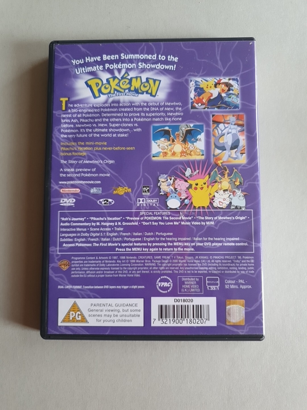 Pokemon The First Movie (DVD, 2000) (French\Italian\Dutch\Portuguese ...