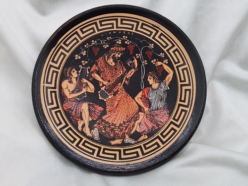5" GREEK MYTHOLOGY GOD AIONYSOS HANDMADE CLAY WALL PLATE MUSICAL ...