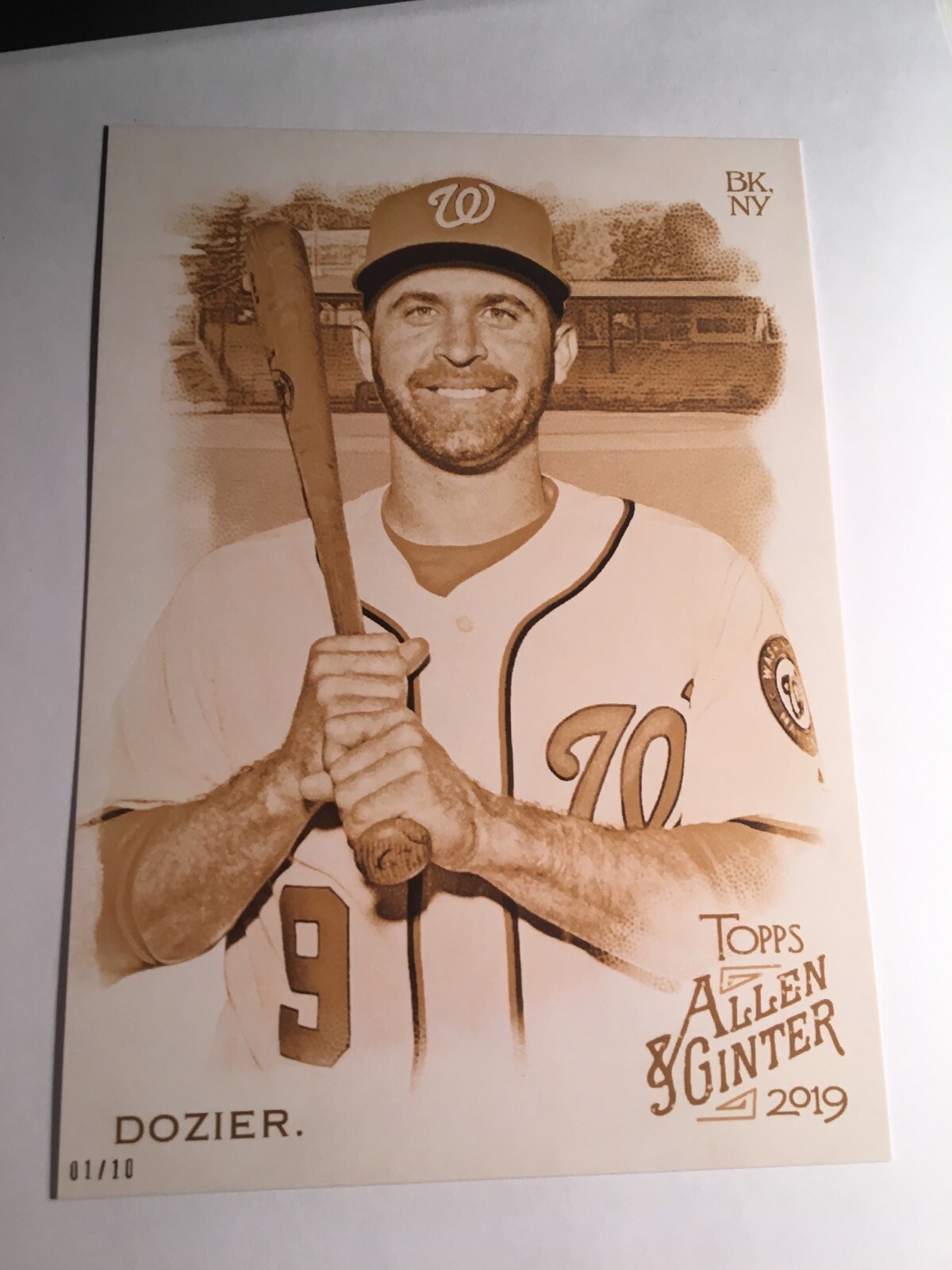 2019 Topps Allen & Ginter Jumbo 5x7 Brian Dozier Nationals 244 Gold 02/ ...