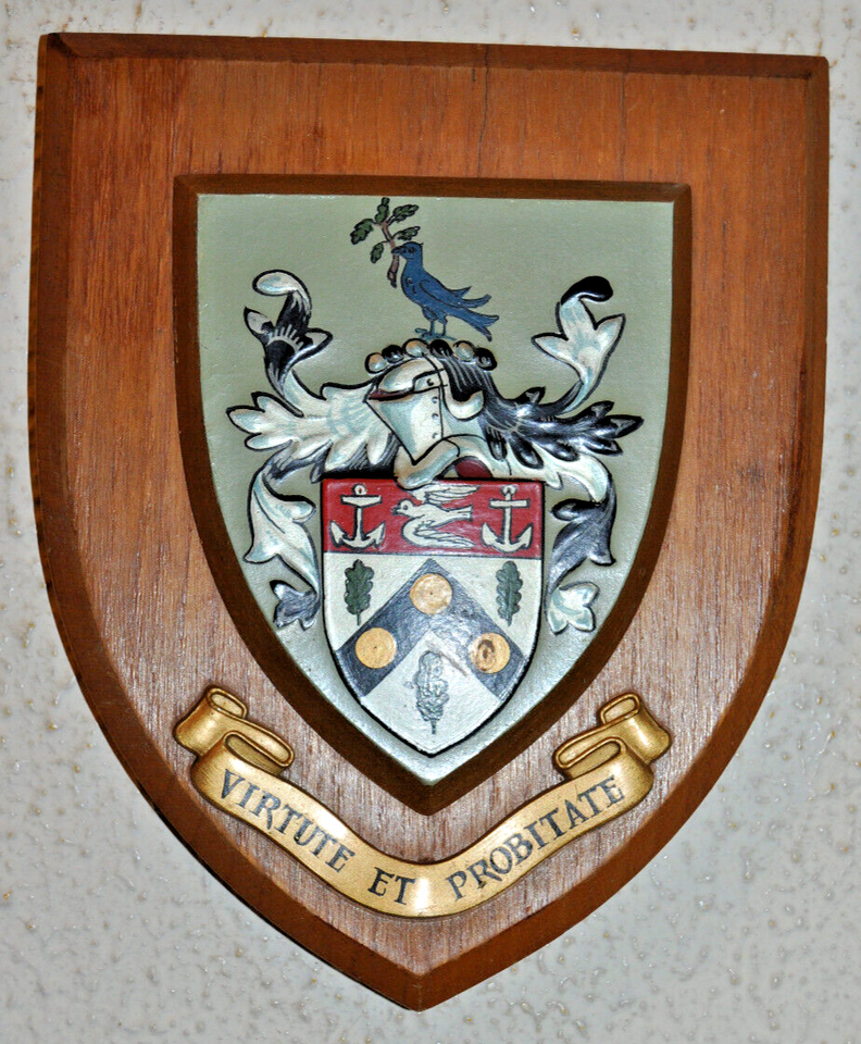 Vintage Sir George Monoux Grammar School plaque shield coat of arms ...