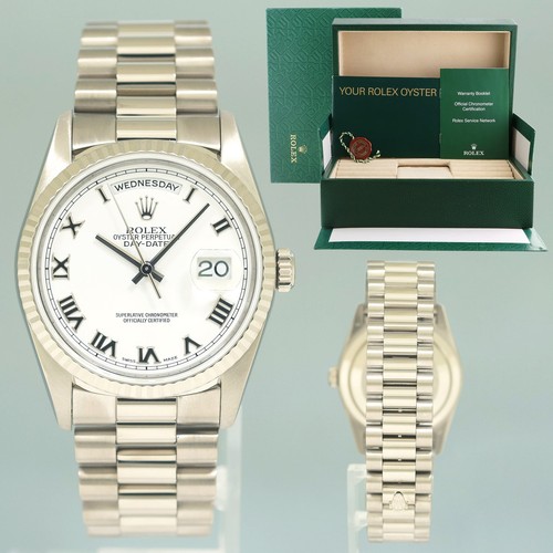 MINT Rolex President Day Date 18239 White Roman Double Quick Set White ...