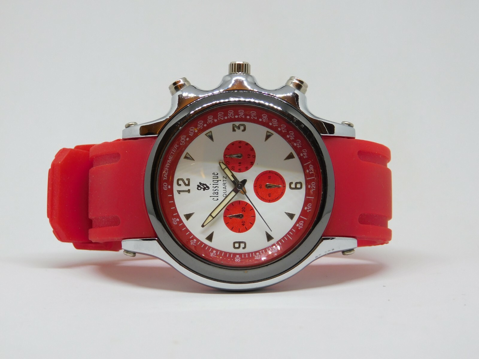 Classique Tachymeter Red Tone Band Quartz Analog Men's Fashion Watch ...