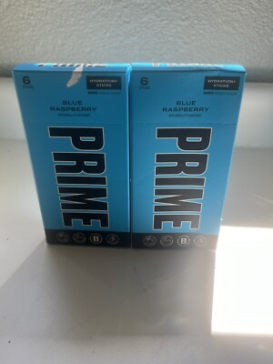 PRIME Hydration Stick Pack Blue Raspberry 2 Boxes 6 Sticks Each Exp 03/ ...