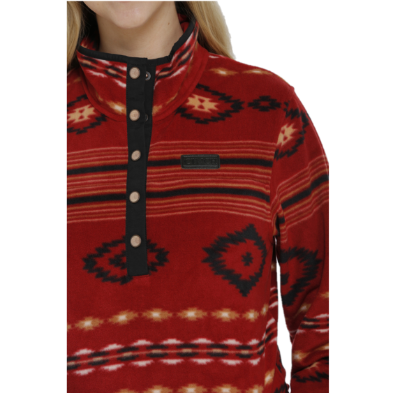 Cinch® Ladies Red Aztec Printed Fleece Pullover MAK9820008 | eBay