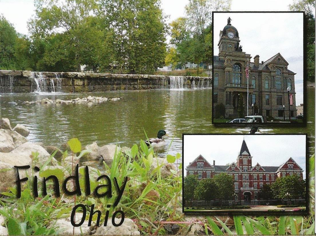 Postcard Ohio Findlay Hancock County Courthouse Findlay College The ...