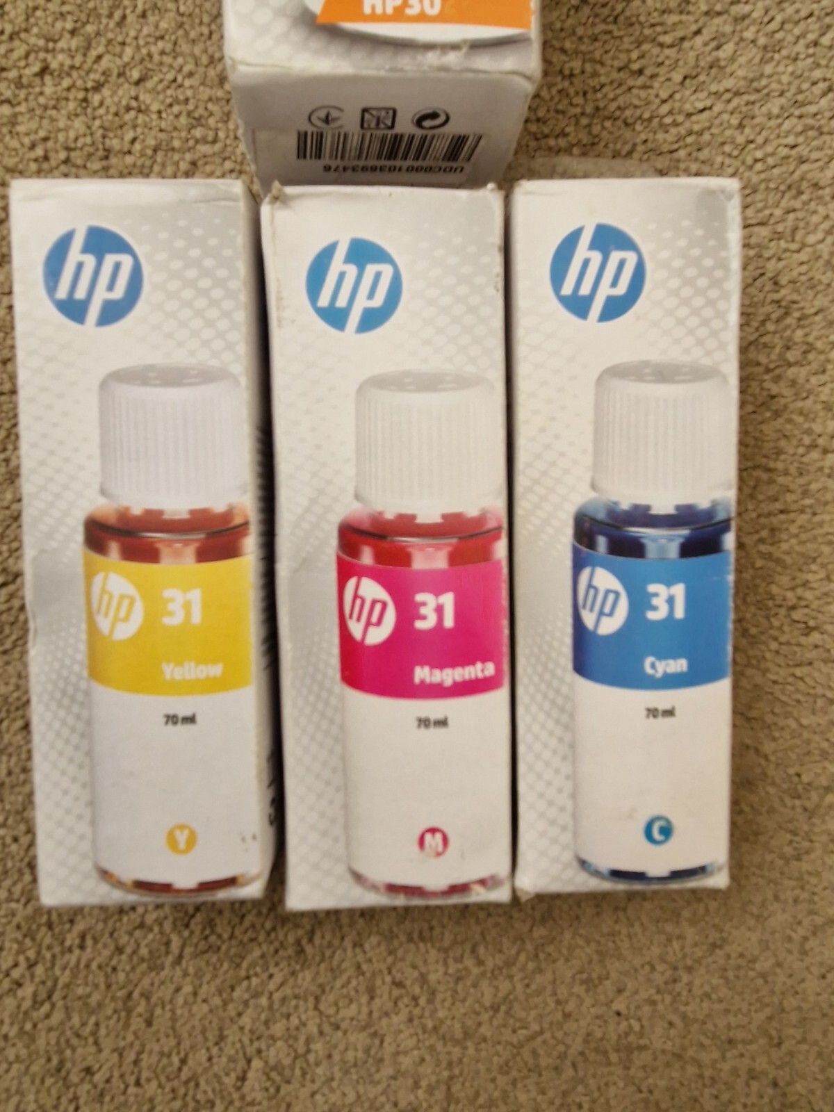 HP 32XL Black & HP 31 Cyan Magenta Yellow Genuine Ink Bottles, 135ml ...