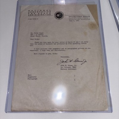 NASA Mercury Astronaut John Glenn signed Vintage Langley Field Letter ...