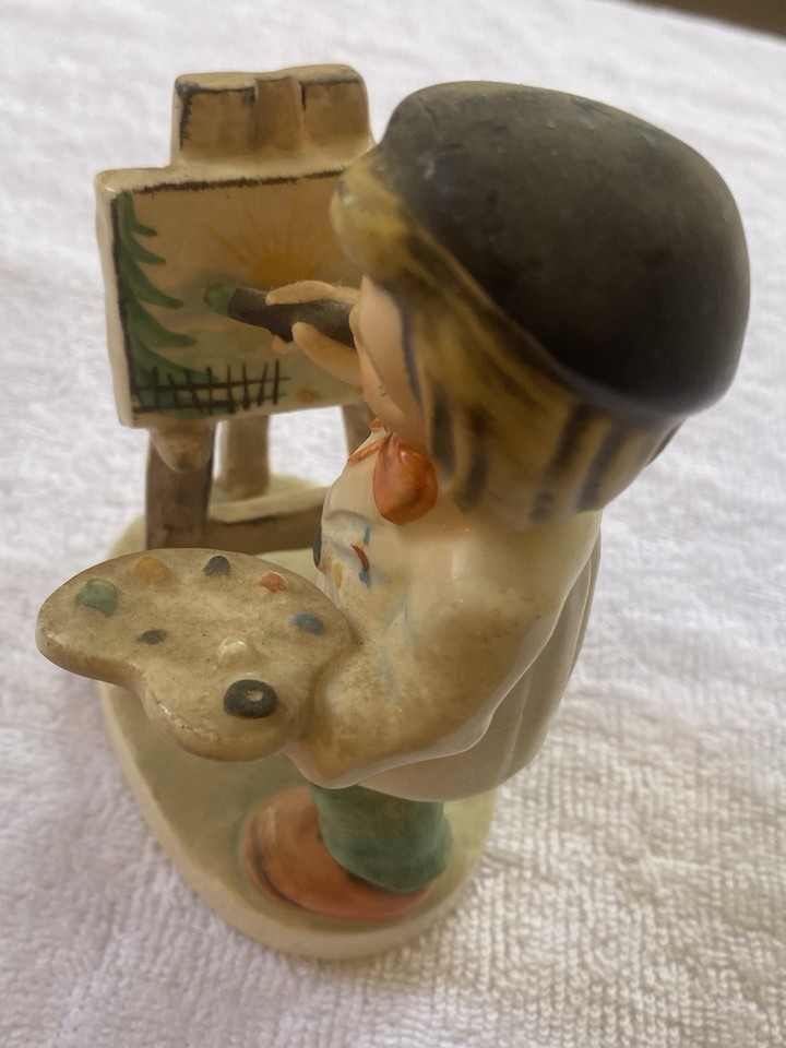 Vintage Friedel Figurine w/Tag Boy Painting on Canvas Hand Painted Wast ...
