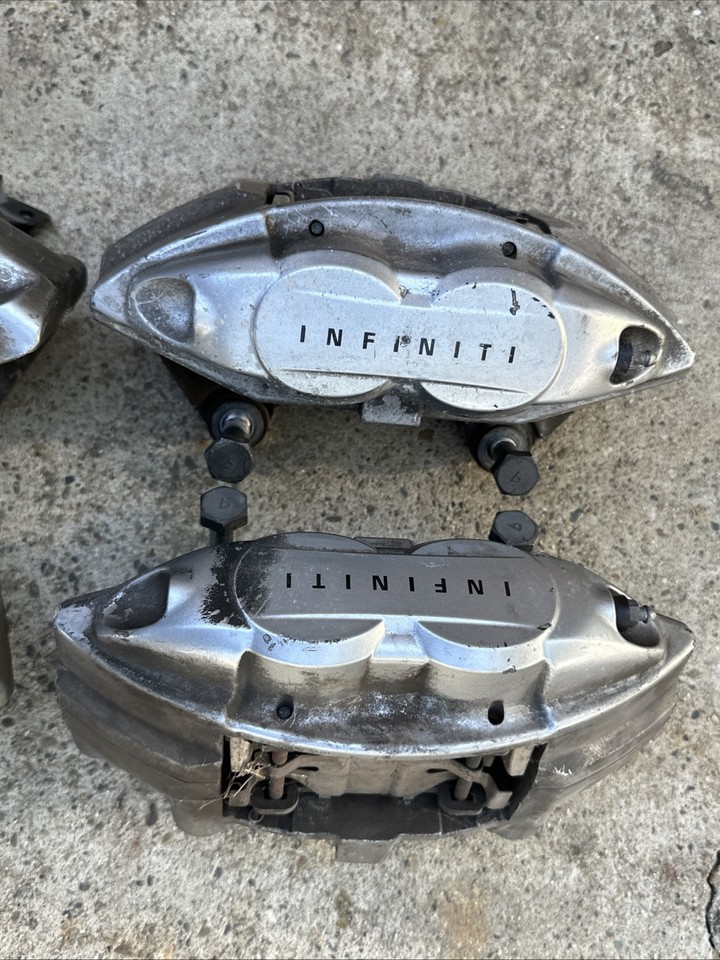 08-13 INFINTI G37S COUPE FRONT & REAR AKEBONO BRAKE CALIPER SET SILVER ...