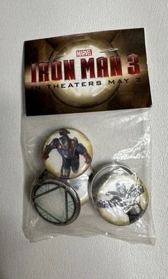IRON MAN 3 MOVIE PROMO BUTTONS SET ROBERT DOWNEY JR MARVEL 6 Piece Pin ...