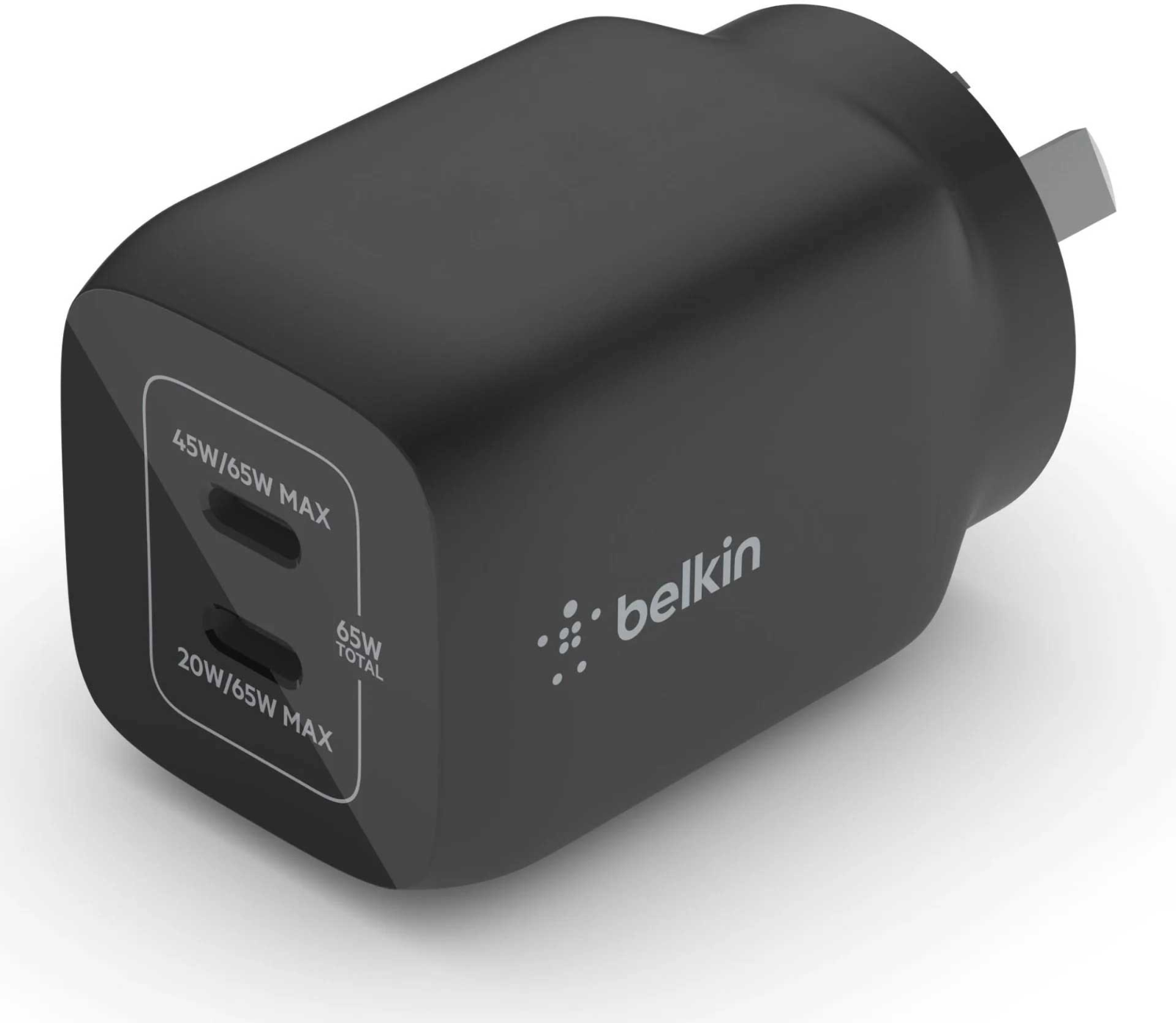 NEW Belkin Dual USB-C GaN Wall Charger with PPS 65W - WCH013AUBK ...