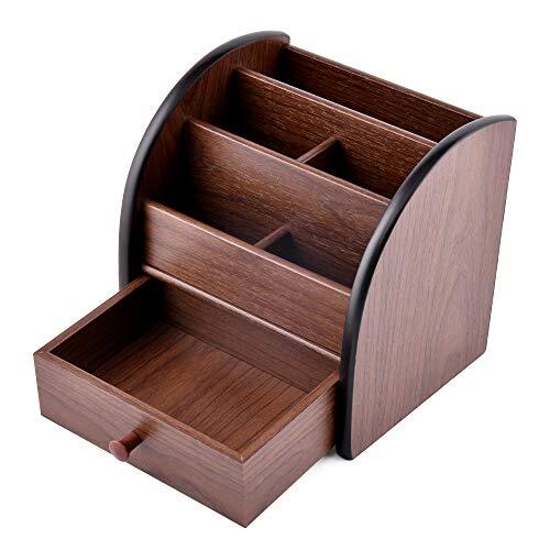 Wooden Desk Organizer with Drawer, Multifunctional Wood Desktop ...