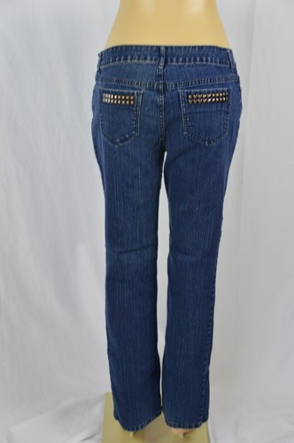 SVVW Womens 12 Dark Wash Embellished Studs Straight Leg Blue Jeans Stud ...