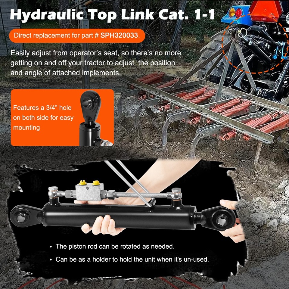 Hydraulic Top Link Cat. 1-1 with Locking Block 20 7/8” - 31 7/8” with 2 ...