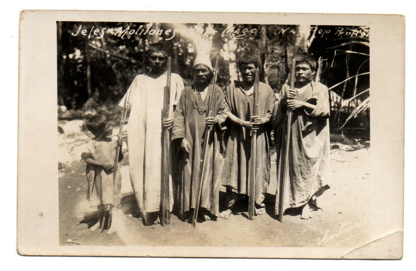 Rare RPPC postcard INDONESIA NATIVES & WEAPONS Bali Java tribes bow ...