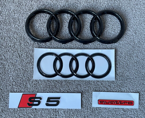 OEM Style Gloss Black Front Rear Emblem Badge set for Audi A5 S5 Hatch ...