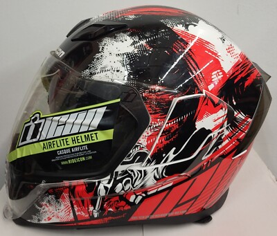 ICON Stim Motorcycle Street Riding Helmet *MED* Blk/Red/Wht | eBay