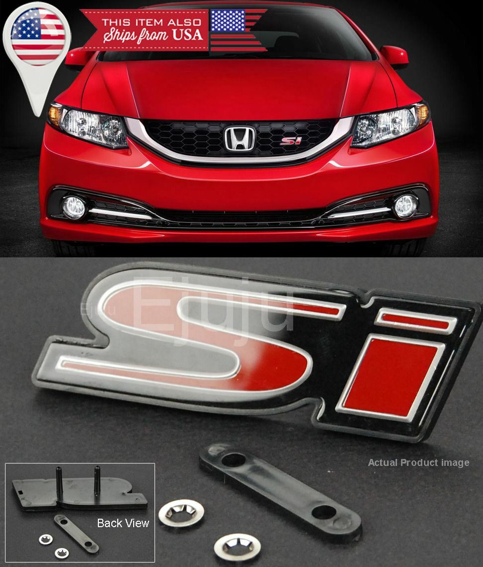 OE ABS Front SI S-i Black Red Grill Emblem Nameplate Logo Badge for ...