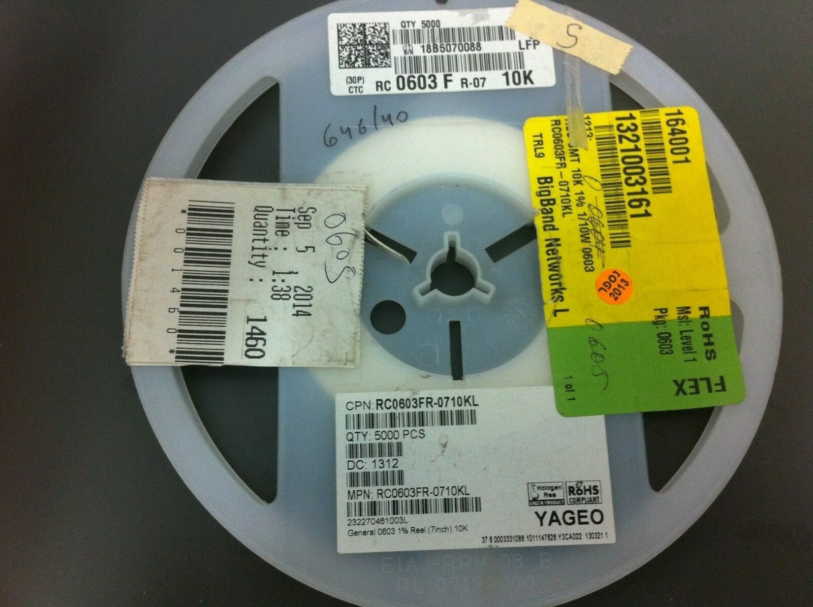 RC0603FR-0710KL - YAGEO - 1460 pcs - Resistor SMD 10K OHM 1% 1/10W 0603 ...