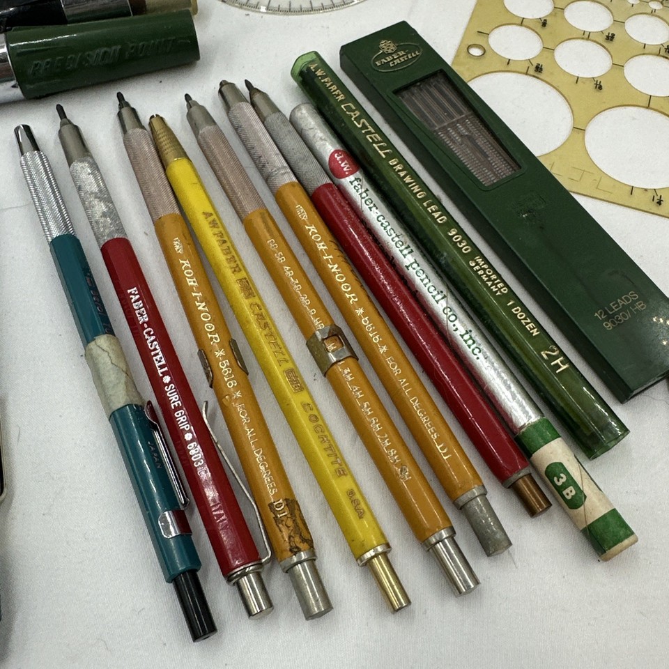 Lot Of Vintage Drafting Tool, Leads, Templates, Pencils, Pointers | eBay