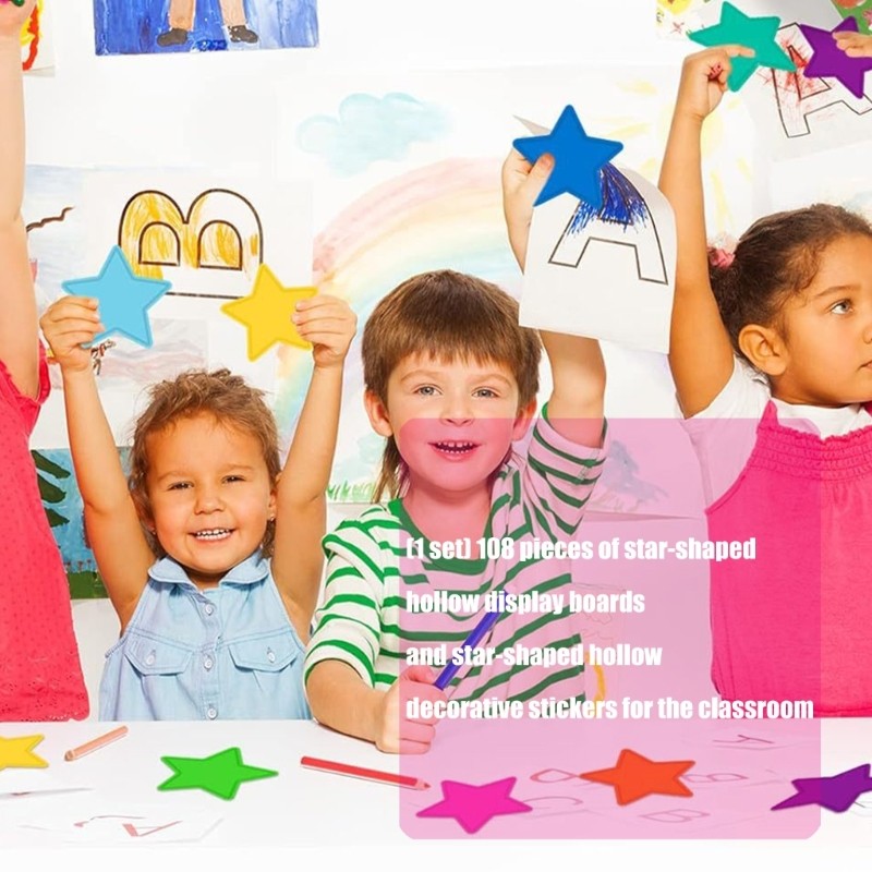 108Pcs Colorful Star Cutouts 3.5Inch for Bulletin Board Classroom Wall ...