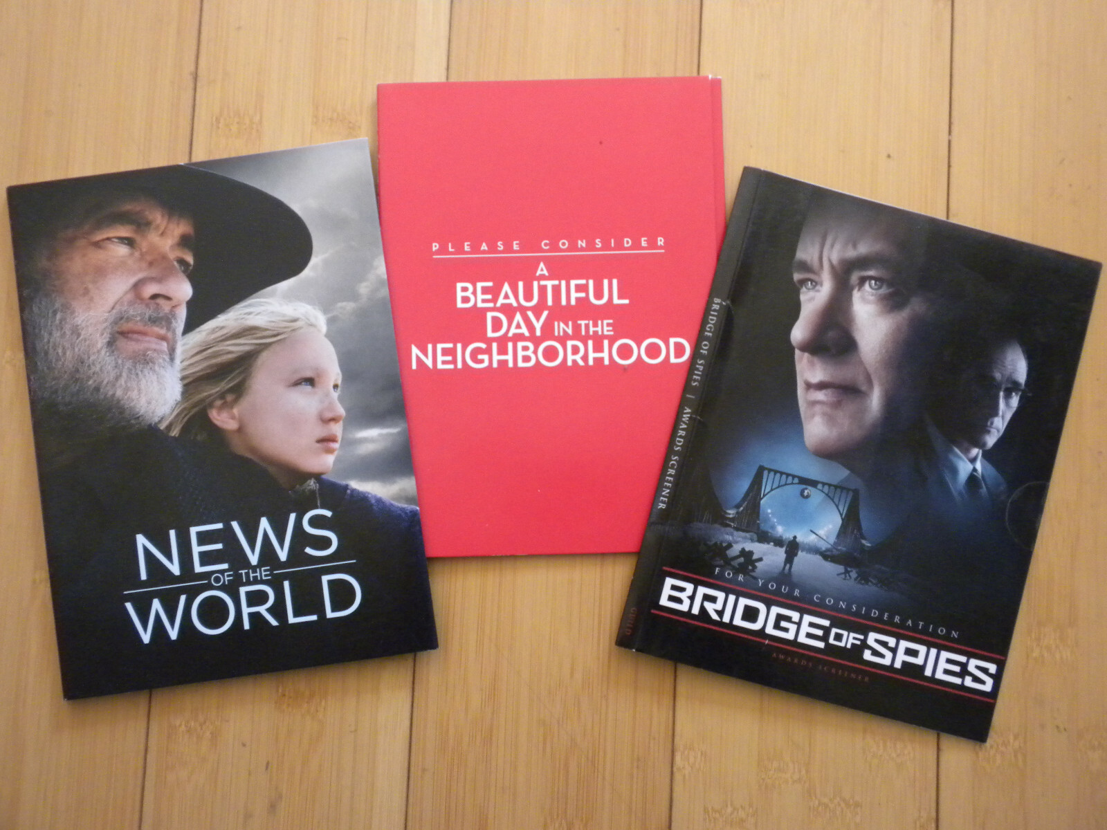 3 TOM HANKS FYC DVDS NEWS OF THE WORLD, A BEAUTIFUL DAY IN, BRIDGE OF ...