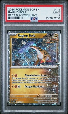 PSA 9 2024 POKEMON STELLAR CROWN BEST BUY STAMP 111 RAGING BOLT COSMO ...