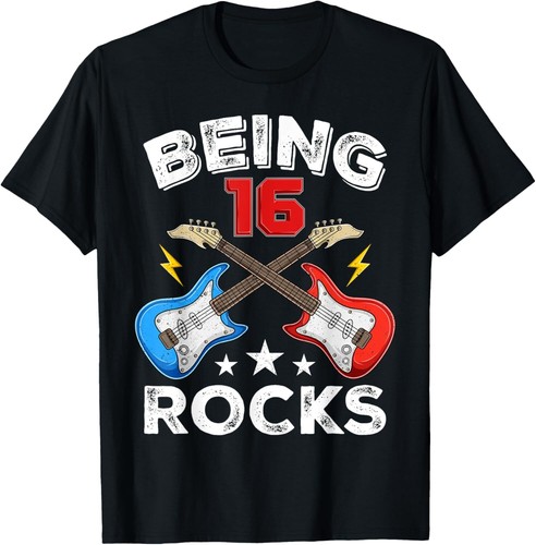 Being 16 Rocks Sixteen Years Old 16th Birthday Guitar T-Shirt Hoodie ...