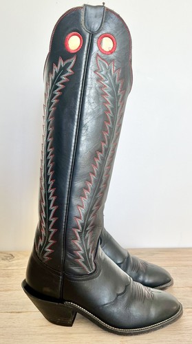 Men’s HONDO 9 D Black Buckaroo 18” Tall Cowboy Riding Knee High Boots ...