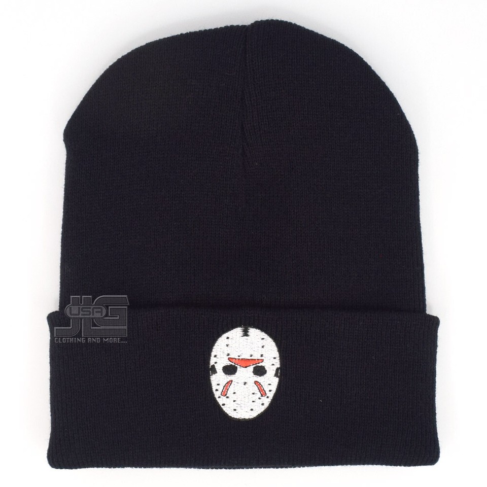 Jason Embroidery Mask Cuffed Beanie Skully Men Women New Knit Hat ...