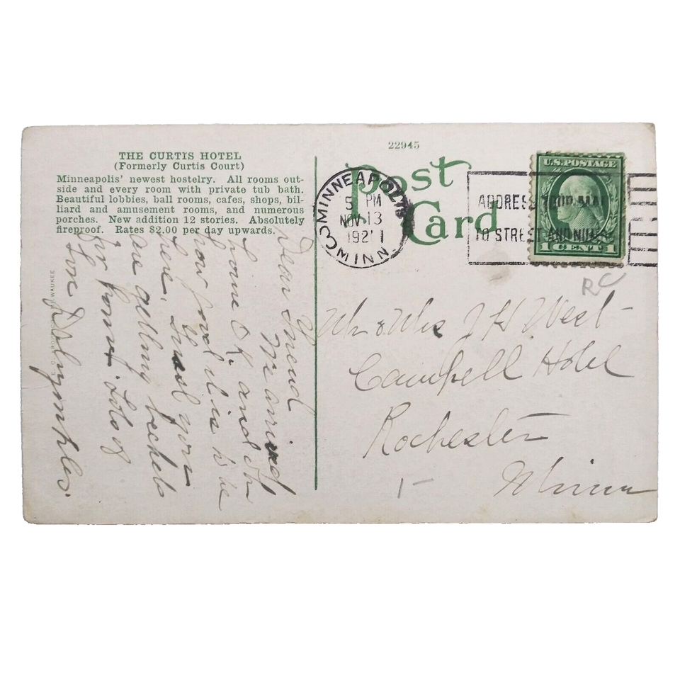 The Curtis Hotel Minneapolis MN Postcard Antique Cars White Border ...