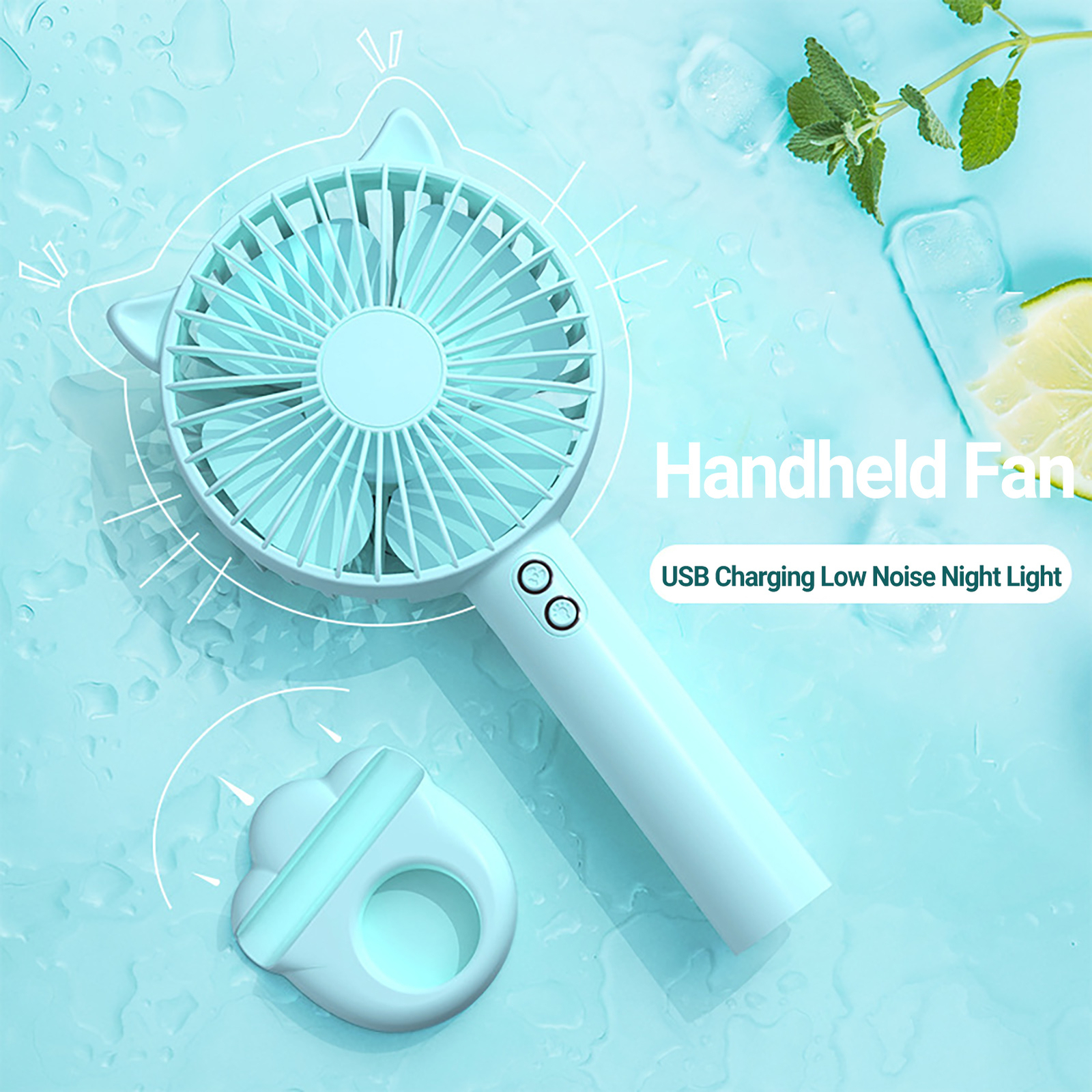 Cooling Fan Quiet Long Battery Life High Speed Desktop Handheld Fan ...