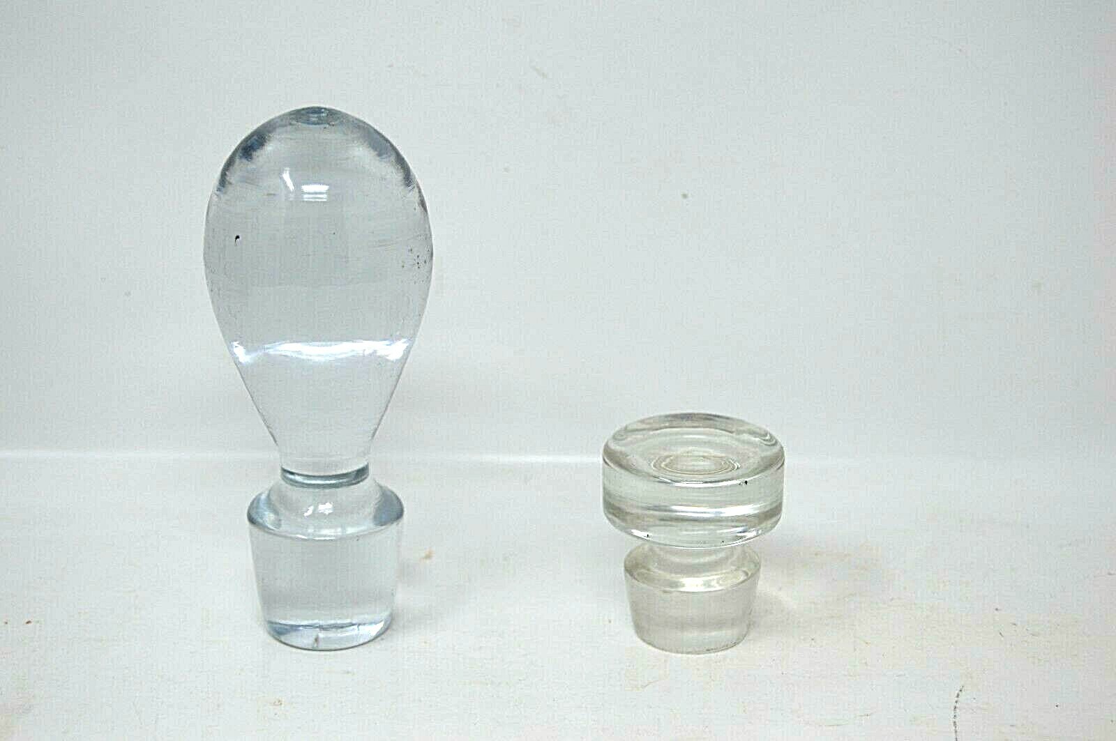 Lot of 2 Vintage Decanter Glass Crystal Bottle Tops Bar Wine & Spirits ...