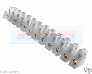 15A AMP 12 WAY SCREW TERMINAL CONNECTOR STRIP CHOCOLATE BLOCK CLEAR ...