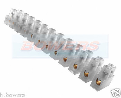 30A AMP 12 WAY SCREW TERMINAL CONNECTOR STRIP CHOCOLATE BLOCK CLEAR ...